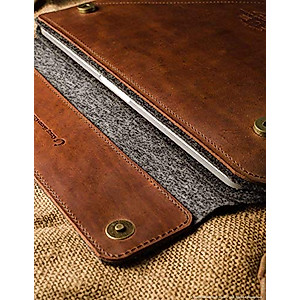 Genuine Italian Leather Case/Sleeve for MacBook Pro 13/14 / 15/16 inch 100% Wool Felt handmade unique vintage laptop cover Top Quality Secure MB Air 13 M1 M2 bag Engraved Gift, Crazy Horse Craft