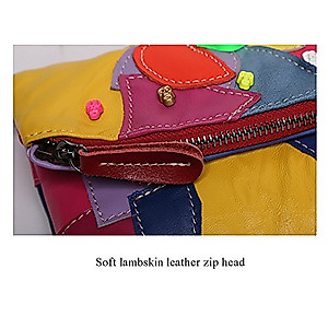 Sibalasi-Women Colorblock Lambskin Leather Multicolor Crossbody Bag Black Handbag Halloween Skull Studded Purse(AMulticolor)