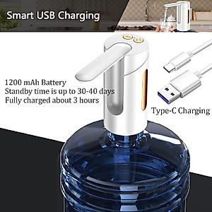 Water Bottle Dispenser for 2-5 Gallon Bottle, Foldable Automatic Water Dispenser, Universal Portable Electric Water Bottle Pump for 5 Gallon, Type-C USB Charging Drinking Water Pump for Home, Outdoor