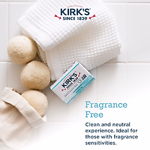 Kirk's Castile Bar Soap for Men, Women & Children - Made with Premium Coconut Oil, Sensitive Skin Formula, Vegan, Non GMO, Fragrance Free, 4 oz. Bars, 24 Pack