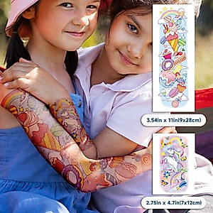 EMOME Full Half Tattoo Sleeves for Kids,66 Sheets Kids Tattoos Temporary for Girls Boys,Space Donut Mermaid Themed Fake Tattoos Stickers for Kids Party Favors Supplies