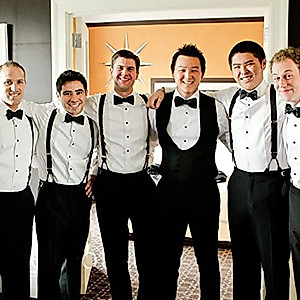 AWAYTR Men's Pre Tied Bow Ties for Wedding Party Fancy Plain Adjustable Bowties Necktie (Black)