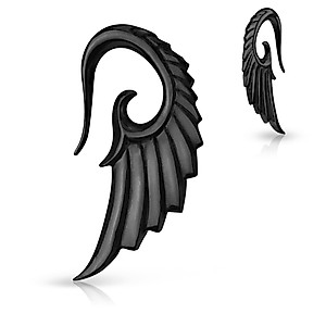 Angelic Wing Hand Carved Organic Horn WildKlass Taper (Sold as a Pair)