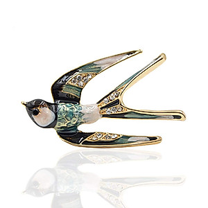 Comelyjewel Premium Lovely Crystal Swallow Animal Brooch Bird Lapel Pin Badge Women Jewelry