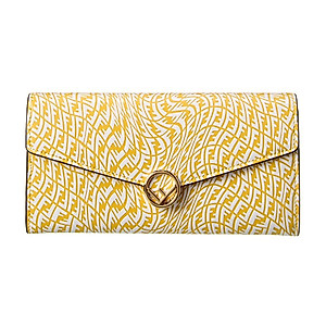 Fendi F is Fendi Yellow Leather Vertigo Print Long Wallet 8M0251