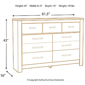Signature Design by Ashley Bellaby Farmhouse 7 Drawer Dresser, Whitewash