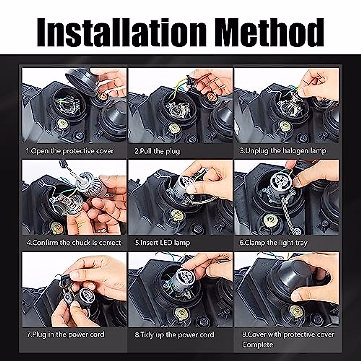 gunhunt 2 PCS H11/H8/H9 Combo LED Headlight, 6000K Cool White Car LED Headlights, Universal LED Super Bright Headlights for Car, Plug and Play (White)