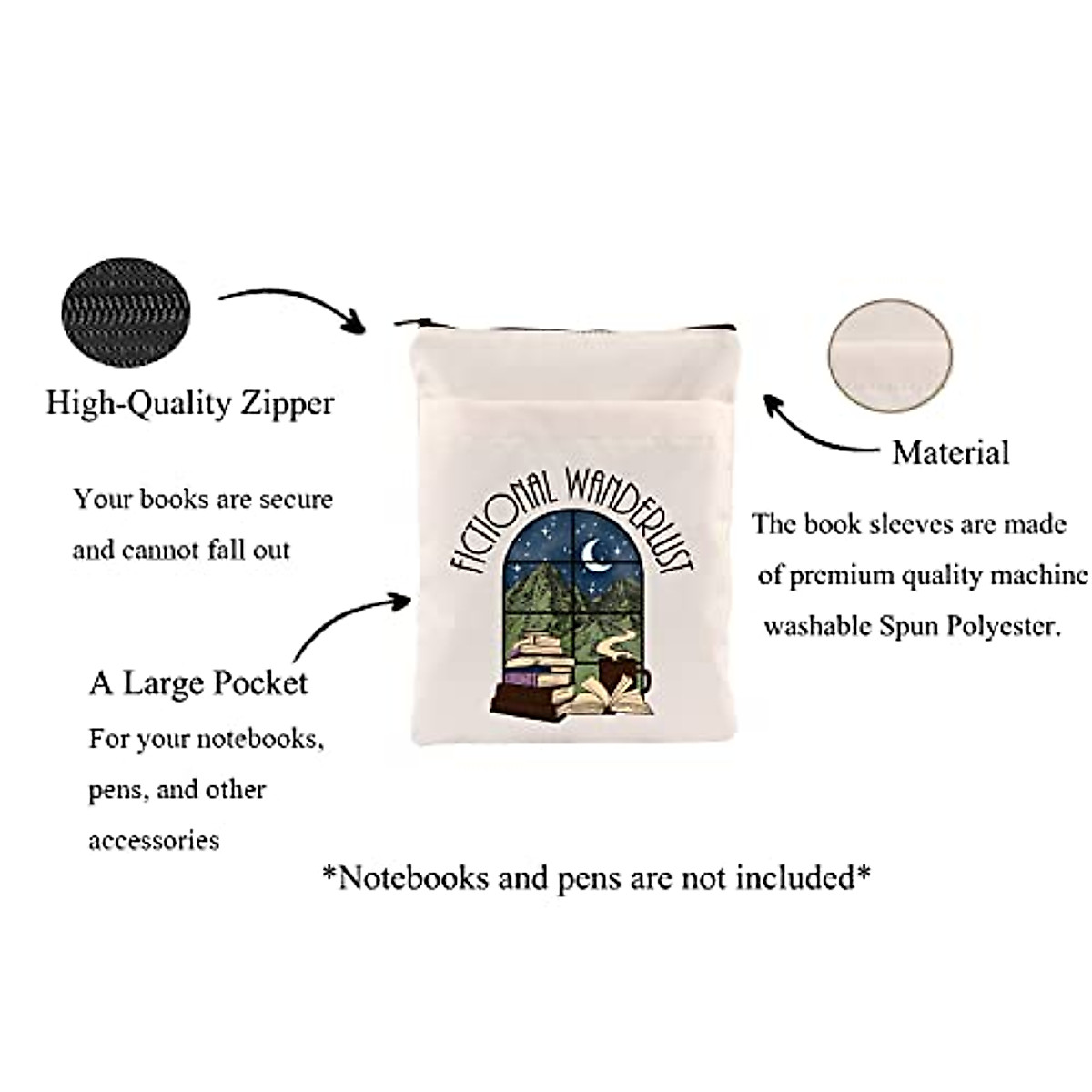 CHOORO Fictional Wanderlust Book Protector Book Lover Gift Bookish Book Sleeve Librarian Gift (Fictional- Wanderlust)