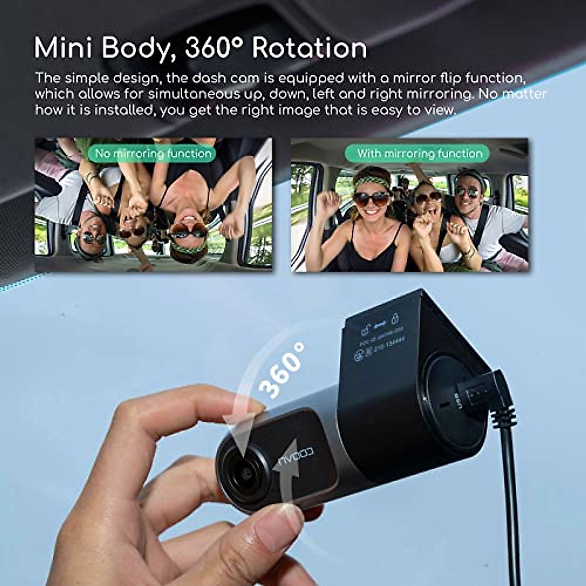 COOAU 1080P FHD Dash Cam, Smart Dash Camera for Cars, Mini Car Front Center Camera Recorder with Infrared Night Vision, Supercapacitor, G-Sensor, WDR, Loop-Recording, Parking Monitor (M26)