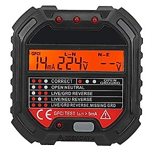 HT107B Socket Tester, US 90-250V Plug Breaker Finder with LCD Display Frequency Test Electric Circuit Detector