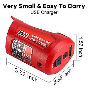 DONGPUCUN M12 Power Source Replacement for Milwaukee 12V Battery with with 2.1A Wall Plug, USB Port & DC 12V Outlet Portable Heated Jacket Battery Adapter for Milwaukee