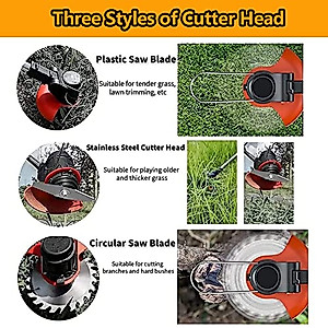 Cordless Trimmer Battery Powered Weed Wacker, 3-in-1 Lightweight Weed Eater, Adjustable Machine Head String Trimmers Cutting Tool with Remaining Power Display Screen for Yard and Garden