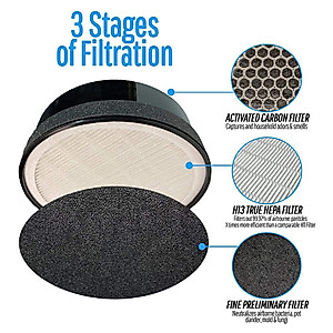 Flintar 3-in-1 H13 Grade True HEPA Replacement Filter, Compatible with GBlife and CISNO Home Air Purifier KJ65F-A1, and TCL Home Air Purifier KJ65F-A2, 2-Pack