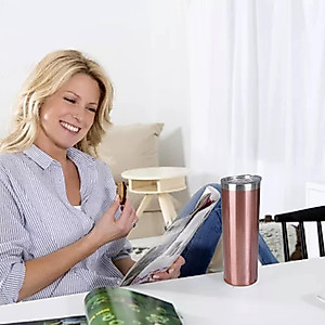 FristChoice 20 oz Skinny Tumblers with Lid and Straw,Stainless Steel Vacuum Insulated Tumbler Cup Double Wall Travel Coffee Mug, Thermal Water Tumbler for Hot and Cold Drinks(Rose Gold,1)