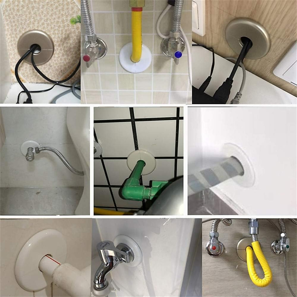 2 pcs Wall Split Flange Self-Adhesive tape Round Escutcheon Various pipes Plate Cover for Water Pipe Faucet Decoration Accessories (33mm/1.32in)