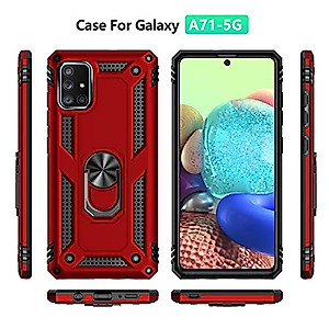 Samsung A71 5G Case,Galaxy A71 5G Case,PUSHIMEI Military Grade Heavy Duty Protection Phone Case Cover with HD Screen Protector Magnetic Ring Kickstand for Samsung Galaxy A71 5G (Black Military Case)