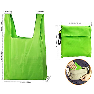 Evohyah Shopping Bags Reusable Grocery Tote Bags Kitchen Reusable Grocery Bags 50LBS Ripstop Geometric Fashion Recycling Bags Folding Storage Bag Machine Washable Nylon Bags (Sgreen, S)