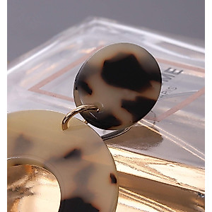 Acrylic Earrings For Women Statement Geometric Earrings Resin Acetate Drop Dangle Earrings Mottled Hoop Earrings Fashion Jewelry (Leopard)