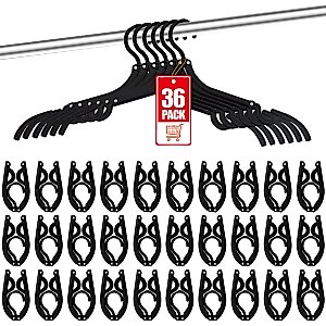 36 Pcs Travel Hangers - Cruise Ship Essentials Portable Folding Clothes Hangers Travel Accessories Foldable Clothes Drying Rack for Travel (Black)