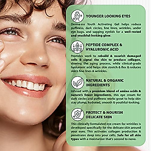 Eye Gel Anti-Aging Cream - Treatment for Dark Circles, Puffiness, Wrinkles and Fine Lines - Hyaluronic Acid Formula Infused Serum with Aloe Vera & Jojoba for Ageless Smooth Skin 5 oz