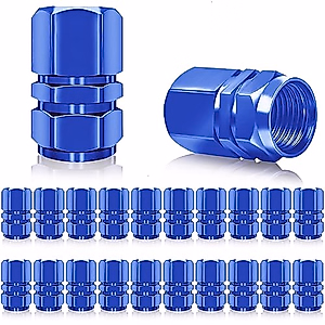 WSSROGY 20 Pcs Anodized Aluminum Car Tire Valve Stem Caps Cover Universal for Cars SUVs Trucks Motorcycles Bikes (Blue)