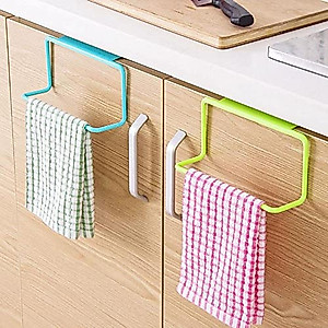 Modern Kitchen Over Cabinet Plastic Towel Rack, Hang on Inside or Outside of Doors, Storage and Organization for Hand and Dish Towels, Rag(White)