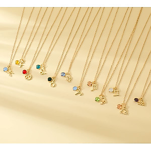 TGOLM 14k Gold Plated Taurus Sign May Birthstone Created-emerald Crystal Necklace for Women Birthday Gift