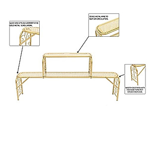 HOMEFORT Scroll Over The Sink Shelf Kitchen, Metal 2-Tier Storage Rack for Kitchen Accessories, Multi-Purpose Shelf for Top of Sink,36.02" W x6.10 D x15.74 H