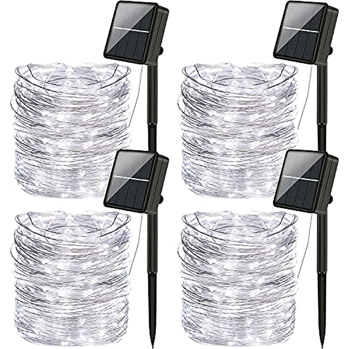 Solar String Lights Outdoor, Waterproof Extra-Long 288Ft 800 LED, 4-Pack - Each 72FT 200 LED Solar Powered Fairy Lights with 8 Lighting Modes, Solar String Lights for Patio, Christmas, Party, Wedding