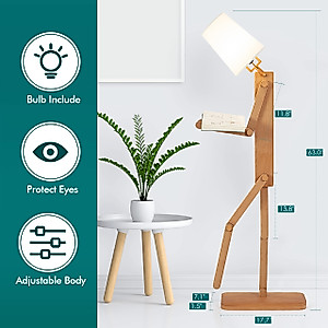lamfurart Floor Lamp,Art Style Wood Floor Lamp , Creative Humanoid Large Floor Lamp as a Gift, Changeable Shape Floor Lamps for Living Room, Kids Room, Bedroom, Study & Office Room