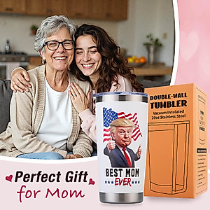 Polmmys Mothers Day Gifts for Mom from Daughter, Son - Mom Birthday Gifts, Best Moms Ever, Cool Trump Moms Cup for Birthday Christmas Presents Valentines Gift - 20oz Trump Tumbler