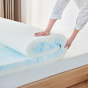 LINSY LIVING 4 Inches Memory Foam Mattress Topper Full, Cooling Gel-Infused Swirl Memory Foam for Back Pain, Bed Topper Full, CertiPUR-US Certified, Full Size