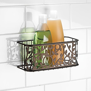 iDesign Vine Metal Bathroom Shower Caddy, Rectangular Shampoo, Conditioner, Soap, Creams, Towels, Razors, Loofahs, 9" x 4.25" x 3.75", Suction Basket