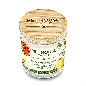 One Fur All - 100% Natural Plant-Based Wax Candle, 30+ Fragrances - Pet Odor Eliminator, Appx 60 Hours Burn Time, Scented Jar Candles – Pet House Candle, (Pack of 1, Fresh Citrus)