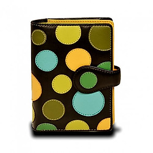 Visconti P1 Saturn Ladies Soft Leather Large Bifold Wallet/Purse with Polka Dots (Lily Pad)
