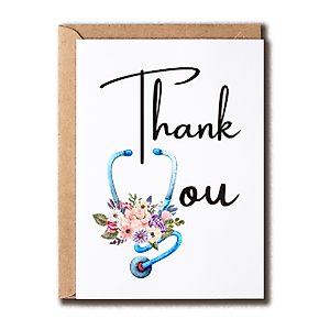 VKNDesigns Cute Thank You Card For Nurses - Doctors - Hospital - Greeting Card for Healthcare - Thank You Card - Card to say Thanks - Funny Card, White