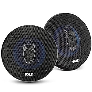 Pyle 5.25” Car Sound Speaker (Pair) - Upgraded Blue Poly Injection Cone 3-Way 200 Watt Peak w/Non-fatiguing Butyl Rubber Surround 100-20Khz Frequency Response 4 Ohm & 1" ASV Voice Coil - Pyle PL53BL