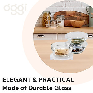 Oggi Set of 3 x Glass Pinch Bowls - 4oz with Clip Lids, Ideal as Salt and Pepper Bowls, Storage Bowls with Lids, Condiment Bowls, Mini Bowls, Prep Bowls for Cooking or Mise en Place Bowls - Clear