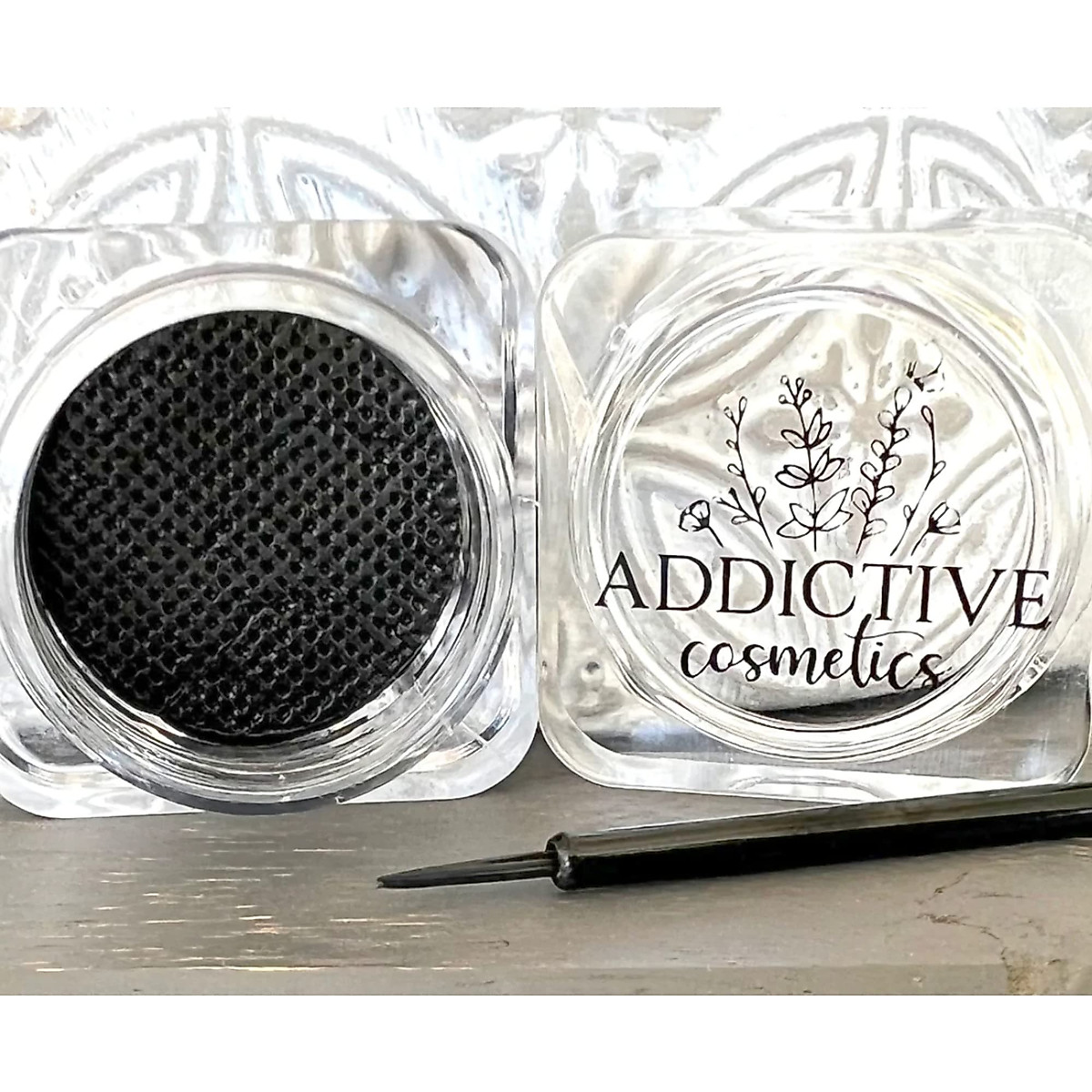 Cake Eyeliner with Applicator Brush - Water Activated Dry Pressed Eyeliner - Long-Lasting, Vibrant Color, Smudge Resistant - Vegan Cruelty Free Paraben Free (Matte Black)