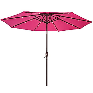 Trademark Innovations 7' Solar LED Patio Umbrella (Pink)