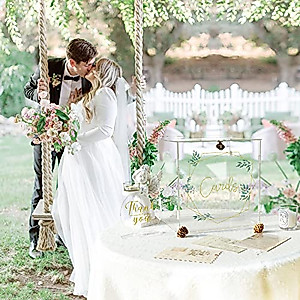 AerWo Acrylic Wedding Card Box for Wedding Reception, Clear Gift Card Box with Lock, Wedding Money Boxes Acrylic Card Box for Party Anniversary Graduation Birthday Baby Shower Decorations