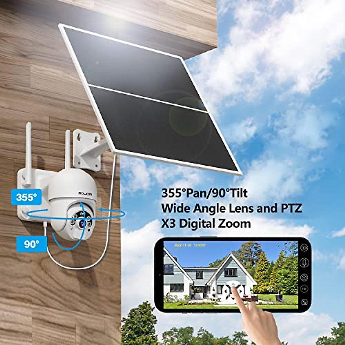 SOLIOM 4G LTE Cellular Security Camera [24/7 Recording] with 20W Solar Panel, 20000mAh Battery,360° Pan Tilt,Spotlight Color Night Vision,2 Way Talk,PIR Motion Detection,No WiFi,IP66, SL800-4G