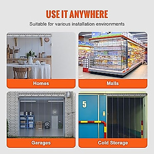 VEVOR Strip Curtain, 84" Height x 42" Width, 0.08" Thickness, 7PCS Clear PVC Strip Door Curtain, Freezer Curtain, Plastic Door Strips for Walk in Freezers, Coolers & Warehouse Doors, with 50% Overlap