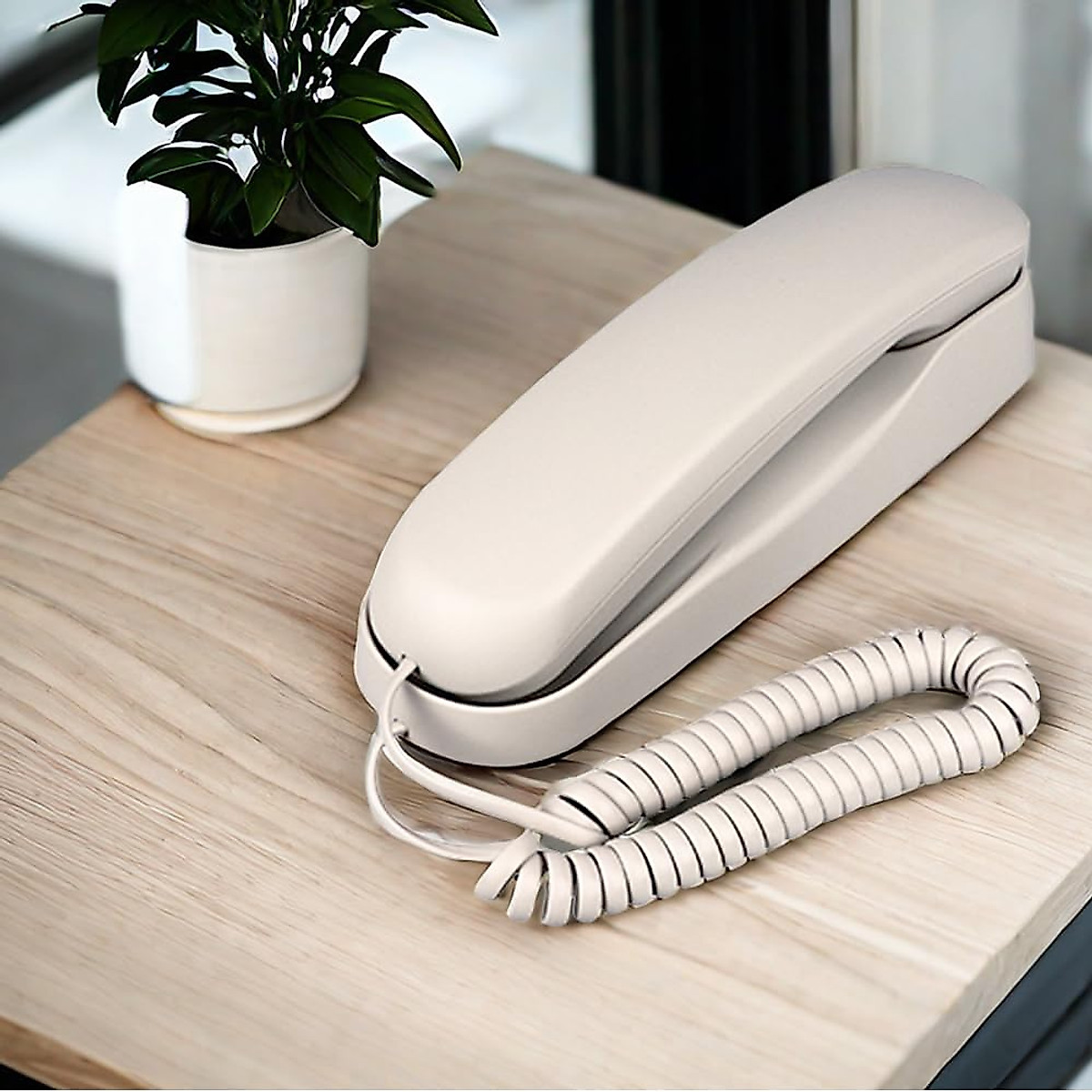 Corded White Wall Phone, TelPal Small Analog Wall Telephone for Seniors Home, Single Line Trimline Landline Phones, No AC Power or Battery Required