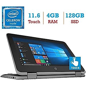 HP ProBook x360 11 EE G3 2-in-1 11.6-inch Touchscreen Display Laptop PC (Intel Quad Core Celeron N4100 Processor, 4GB RAM,128GB Solid State Drive, Bluetooth, WiFi, Windows 10 Pro)