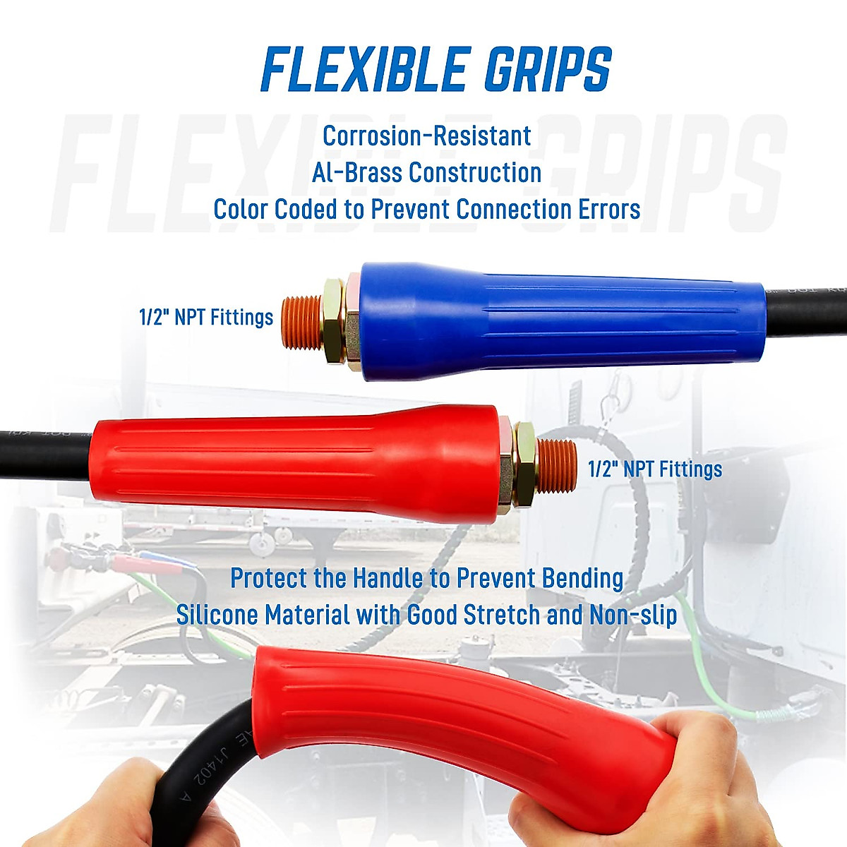 YiaChuii 15 FT Air Line Hose Assembly Set Straight Heavy Duty Air Power Hoses for Trailer Truck Tractors Parts