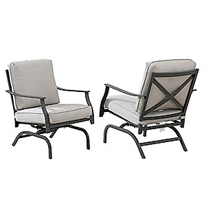 Amazon Brand - Ravenna Home Archer Steel-Framed Outdoor Patio Deep-Seat Chairs, Set of 2, 31"W, Gray