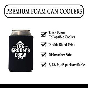 Veracco The Groom and The Grooms Crew Can Coolie Holder Bachelor Party Wedding Favors Gift For Groom Groomsmans Proposal (White Groom, Black GC, 12)