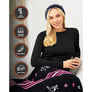 CL convallaira Women Thermal Underwear Base Layer Long Johns with Fleece Lined Set Winter Warm Top Bottom, Crewneck, X Large, Black