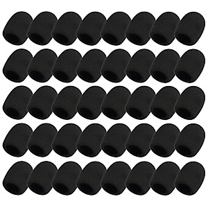 Foraineam 40 Pack Foam Mic Covers Handheld Microphone Windscreen Black Mic Sponge Foam Cover Shield